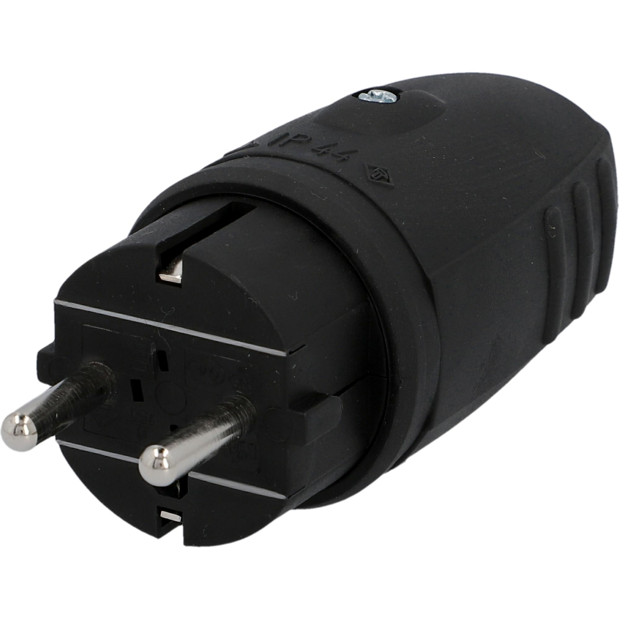 Schutzkontakt-Stecker Gummi PVC-Ein IP44, mit Knickschutz, schwarz kaufen | Globus Baumarkt