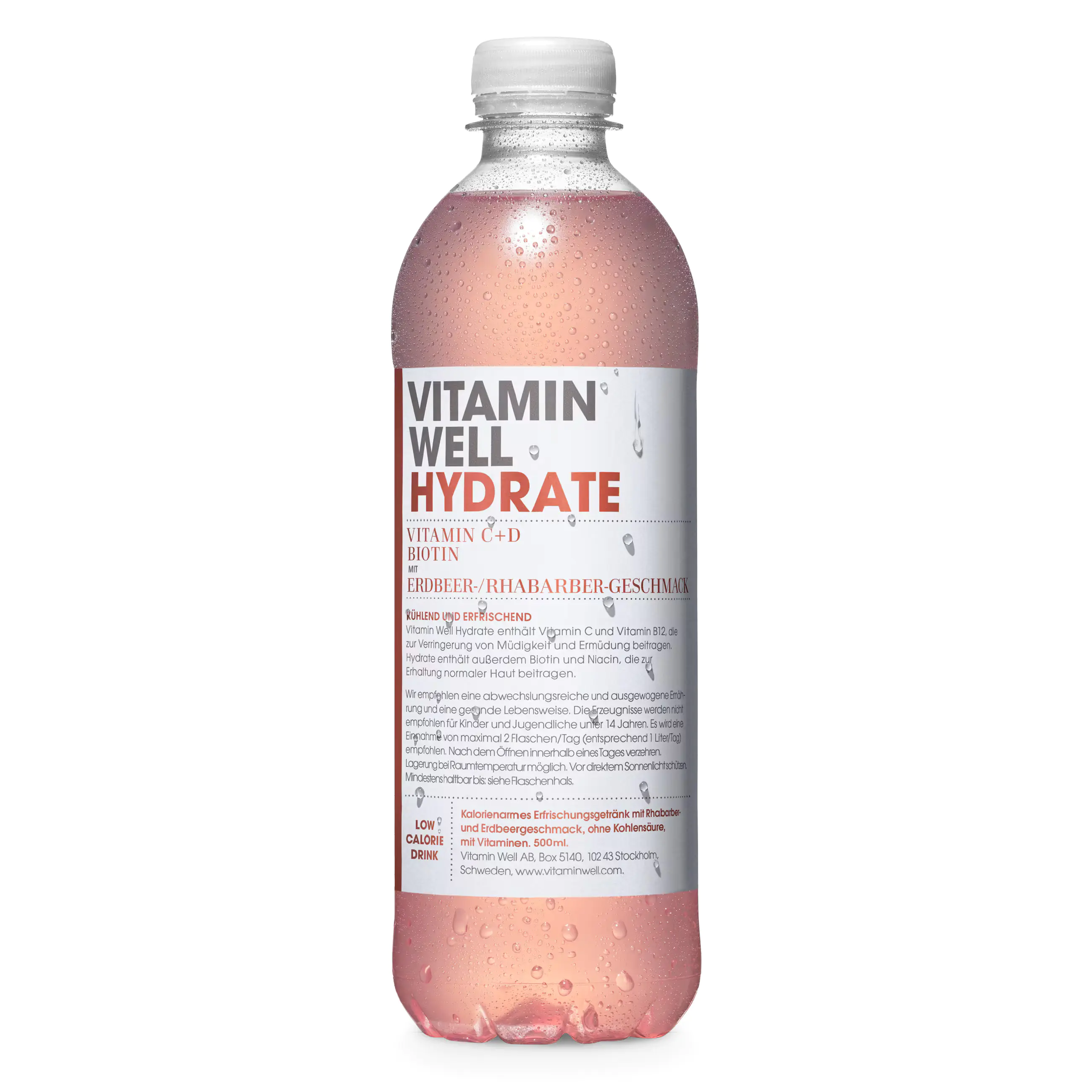 Vitamin Well Vitaminwasser Hydrate Erdbeer-Rharbarber-Geschmack 0,5 l ...
