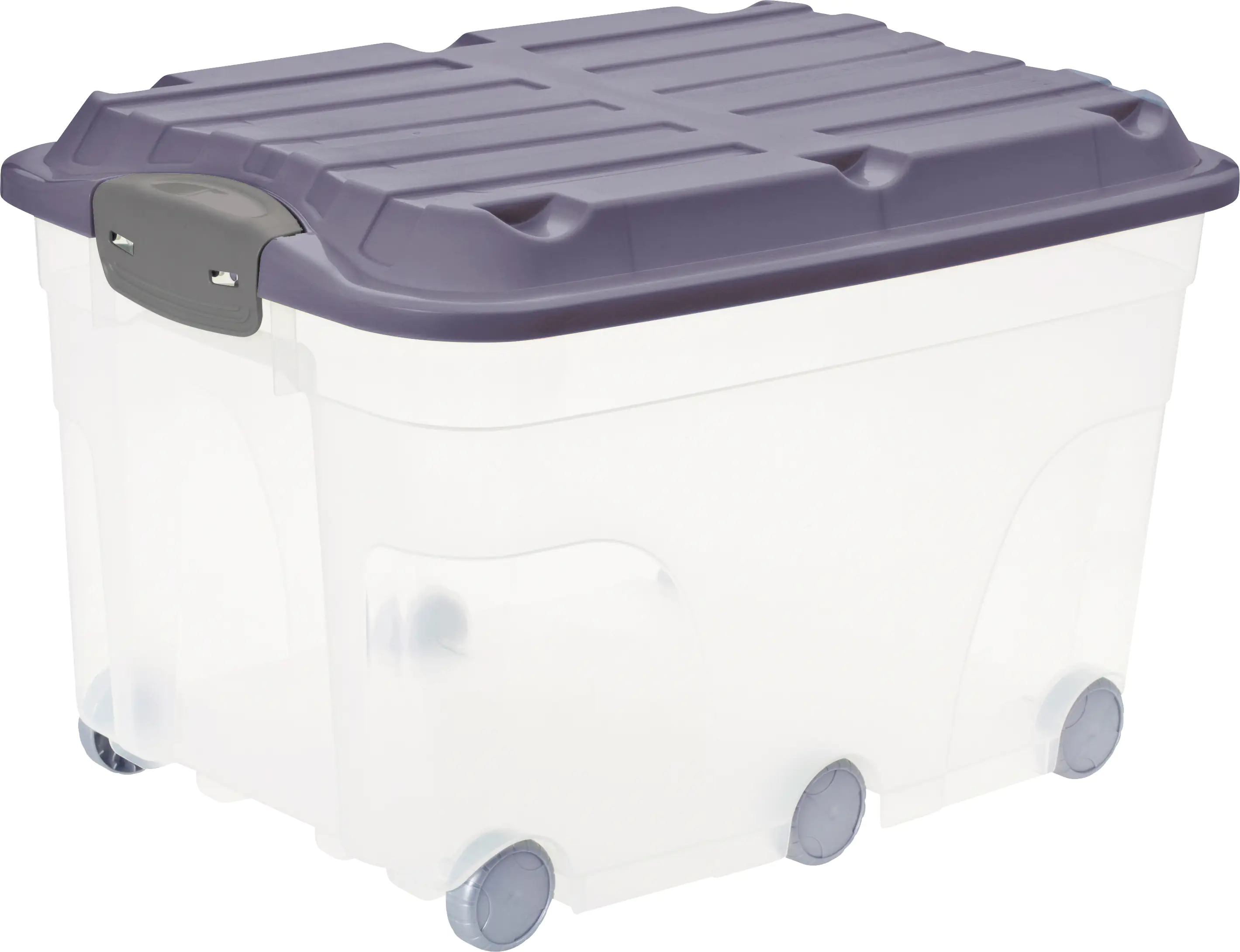 Rotho Aufbewahrungsbox Roller 6 mit Rollen und Deckel 57 L iris blau ...