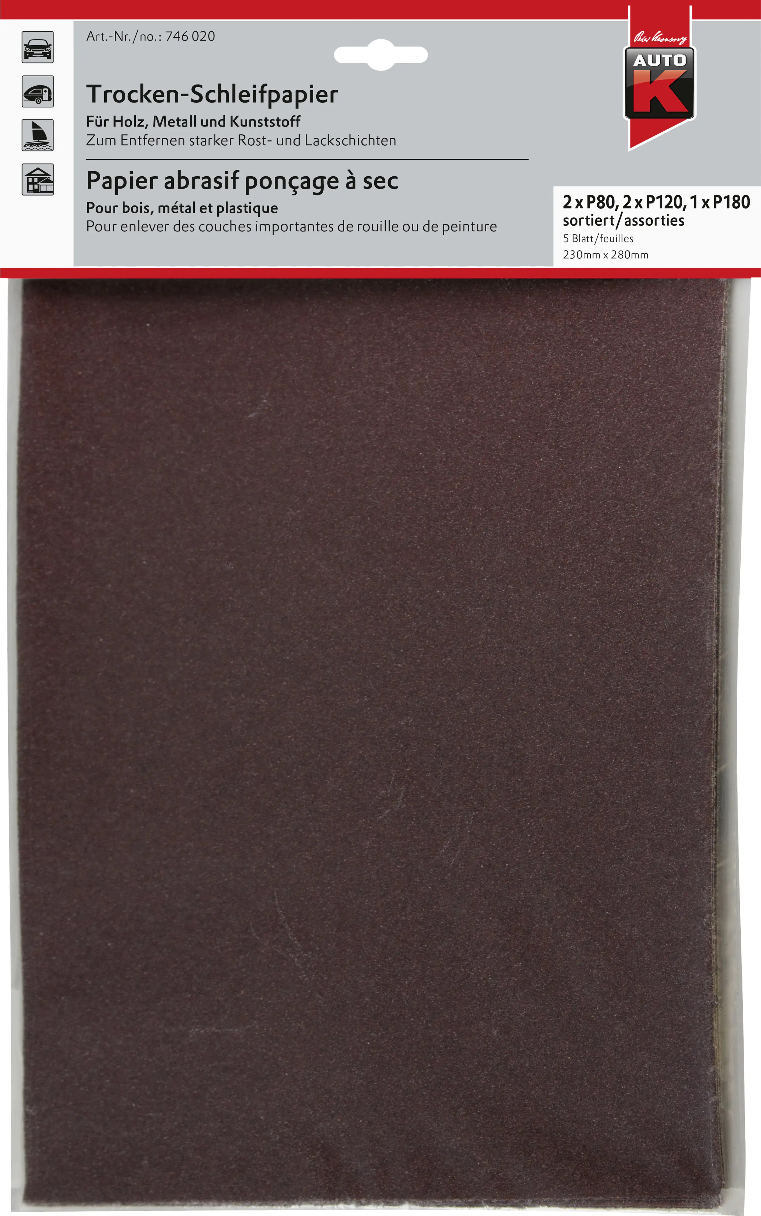 Auto-K Trocken-Schleifpapier P40 23 x 28 cm, 5 Stück kaufen | Globus ...