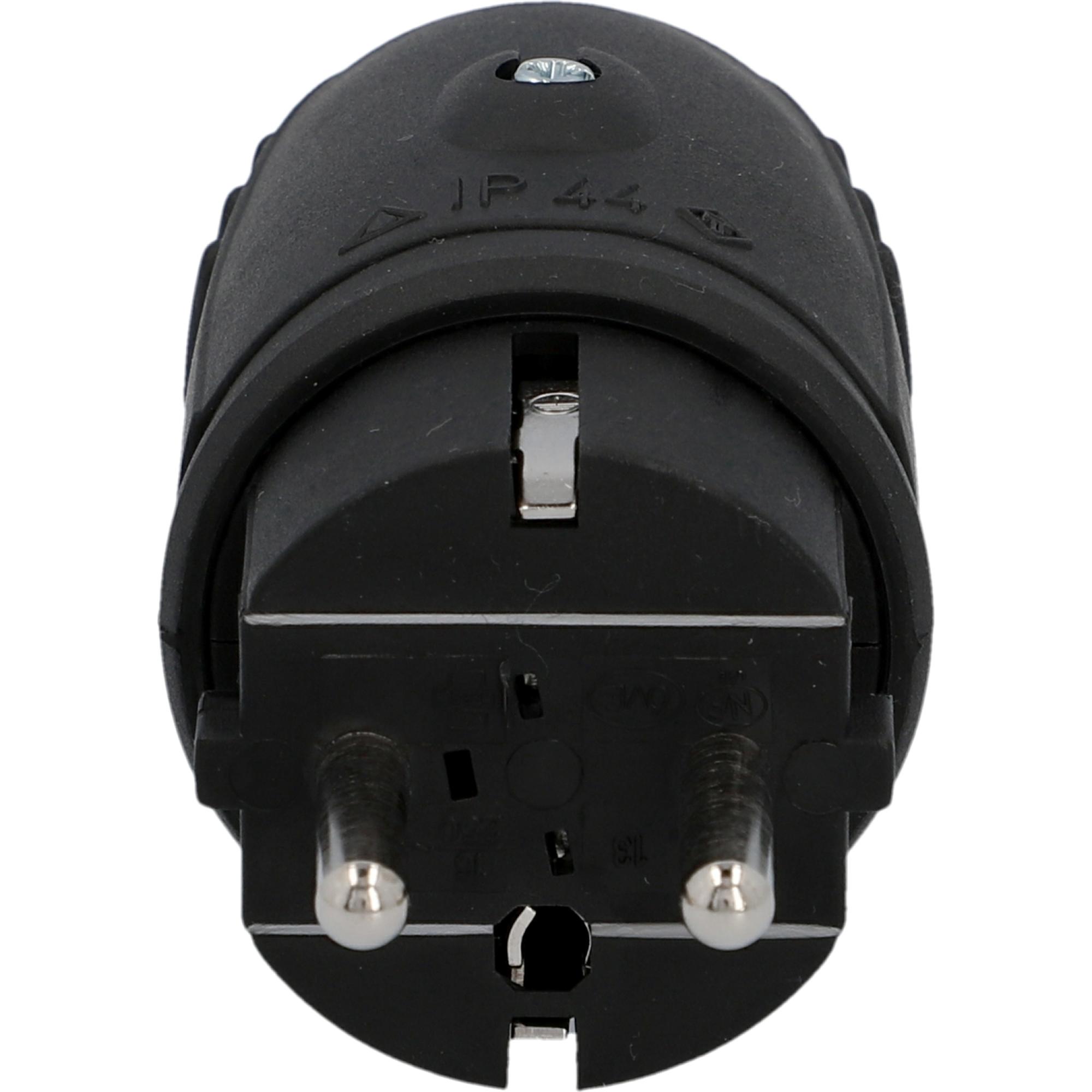 Schutzkontakt-Stecker Gummi PVC-Ein IP44, mit Knickschutz, schwarz kaufen | Globus Baumarkt