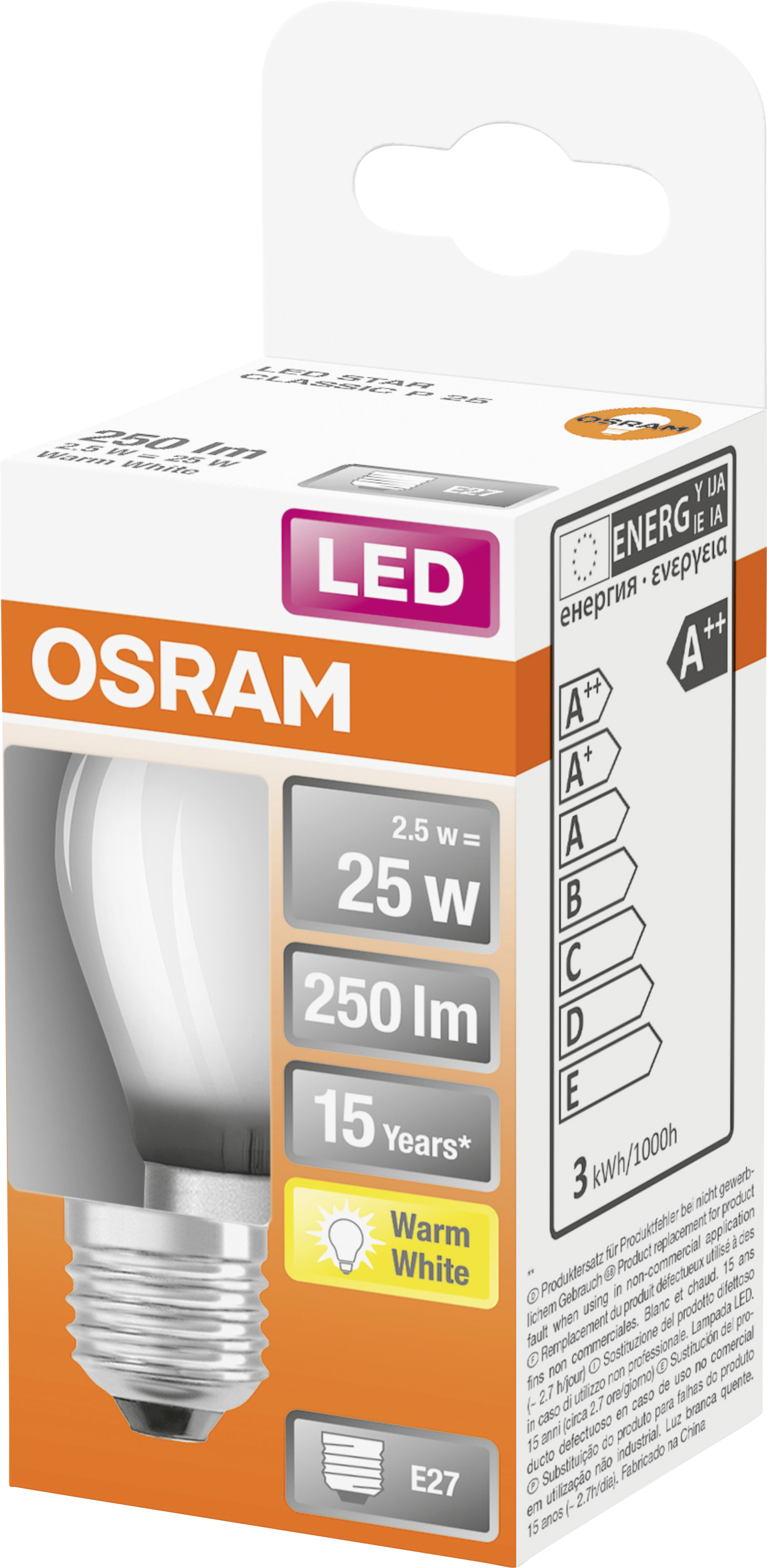 Osram LED Leuchtmittel Star Classic P E27 2,5W warmweiß, weiß matt kaufen | Globus Baumarkt