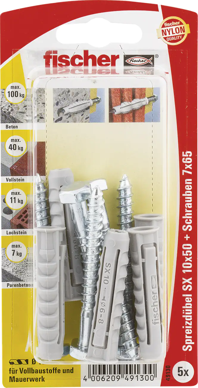 Fischer Dübel SX 10.0 x 50 mm - 5 Stück kaufen | Globus Baumarkt