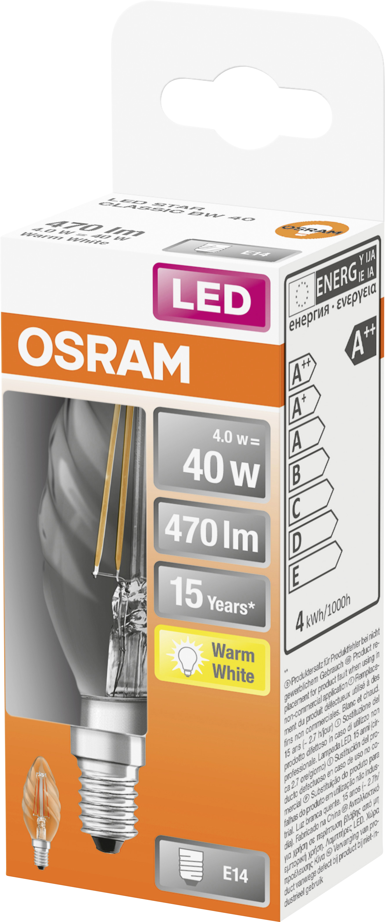 Osram LED Leuchtmittel Classic BW40 E14 4W warmweiß, klar kaufen | Globus Baumarkt