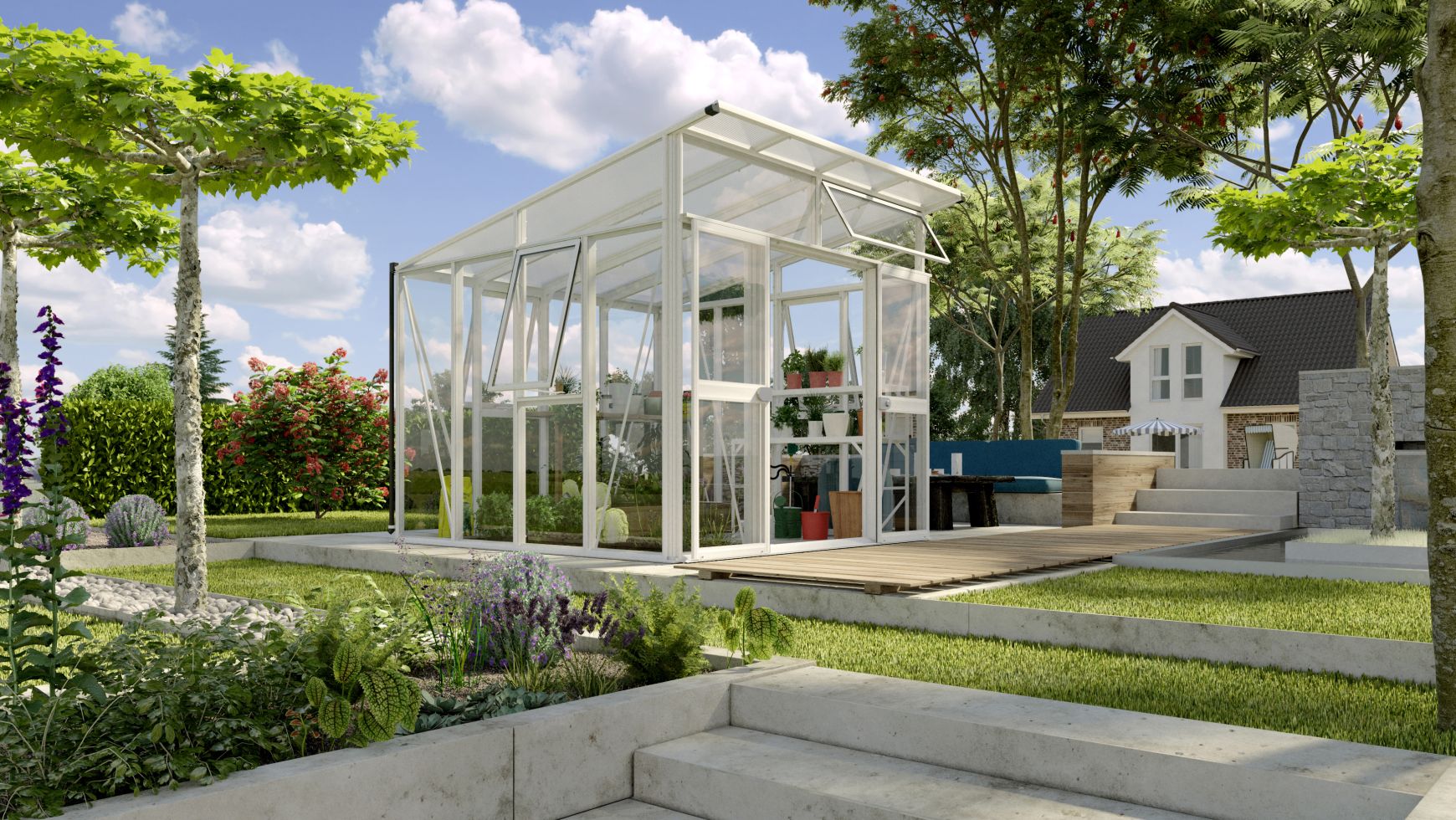 Vitavia Gewächshaus Aura 7800 275 x 270 cm 3 mm Sicherheitsglas 10 mm ...