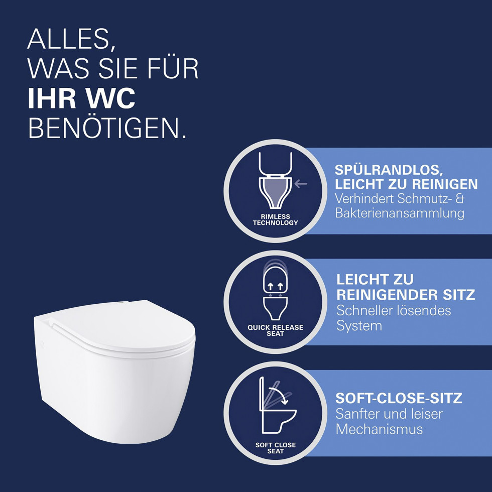 Grohe Wand WC spülrandlos Start Round Tiefspüler alpinweiß inkl. WC ...