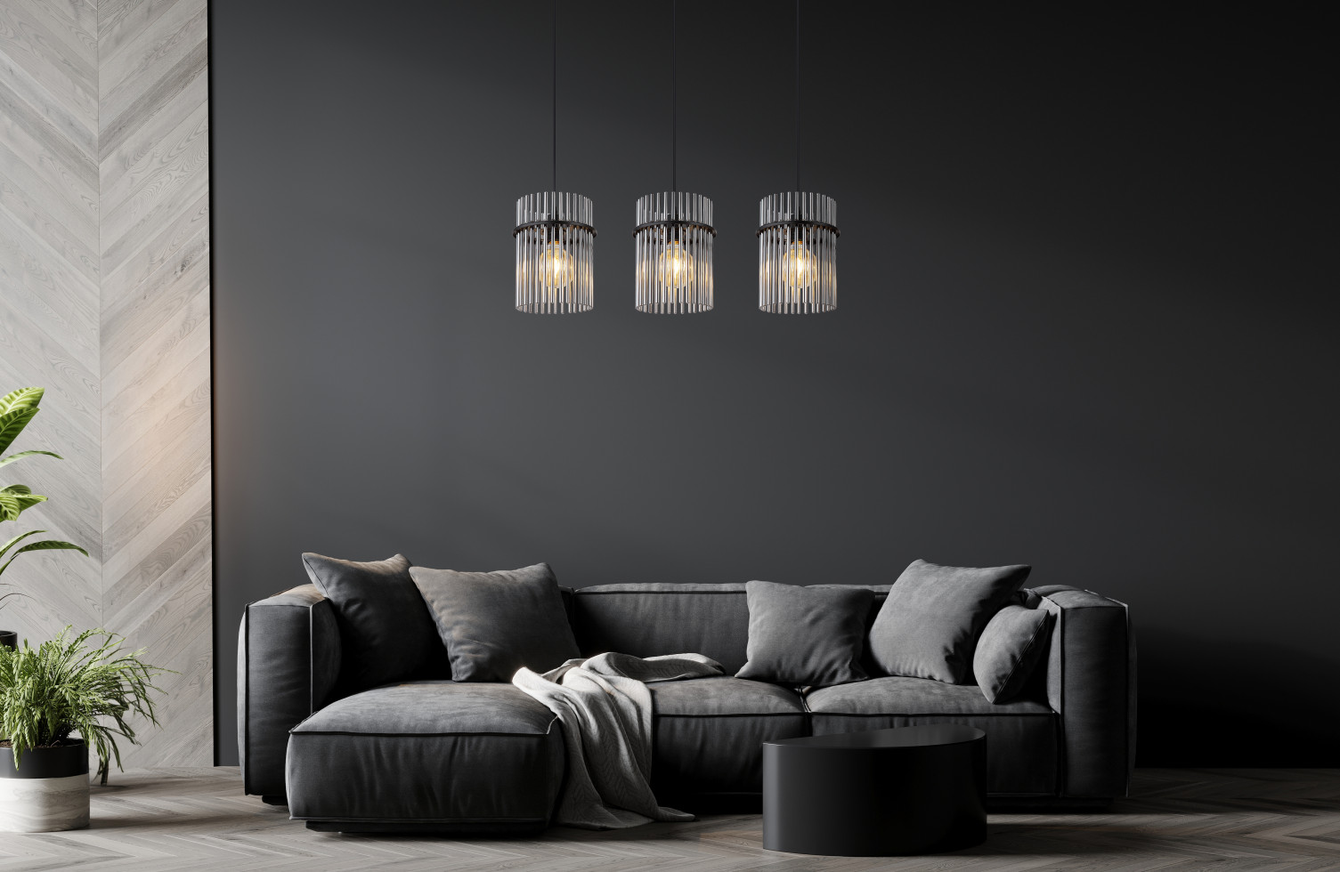 Globo 3er Hängeleuchte Gorley schwarz chrom 80 x 20 x 140 cm kaufen ...