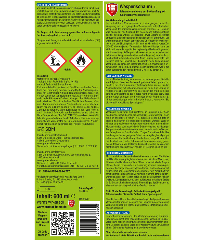 Protect Home FormineX Wespenschaum + 600 ml kaufen | Globus Baumarkt
