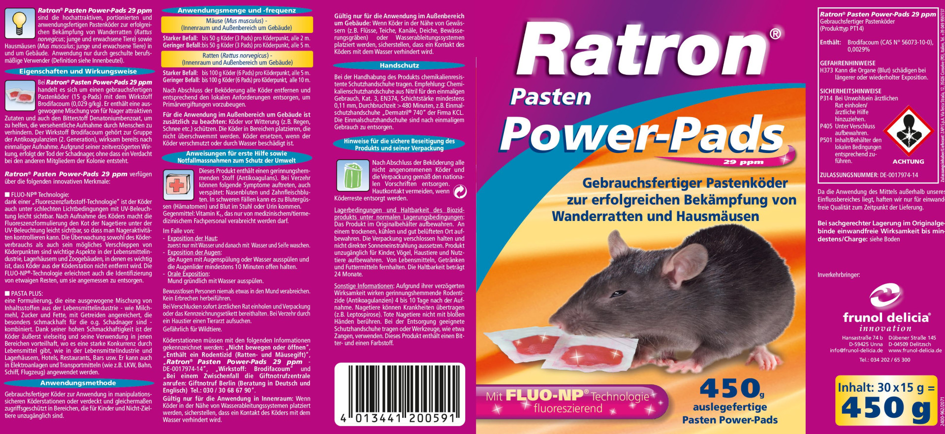 Ratron Rattenköder Pasten Power-Pads 29 ppm, 450 g kaufen | Globus Baumarkt