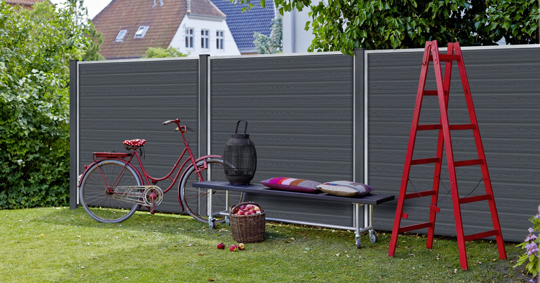 Plus WPC Zaun Artura 180 x 175 cm Schiefergrau/Feuerverzinkt kaufen ...