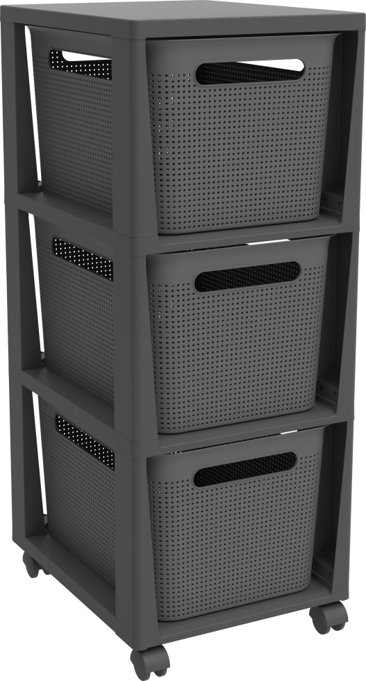 Rotho Schubladenbox Tower 3 x 16 L Brisen mit Rollen anthrazit kaufen ...