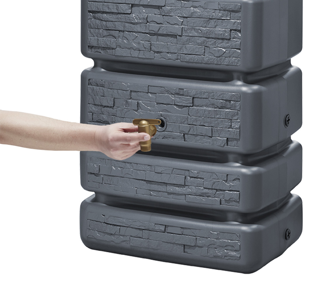 4rain Regenwasser-Wandtank Slim Stone Decor graphite grey 350 Liter ...