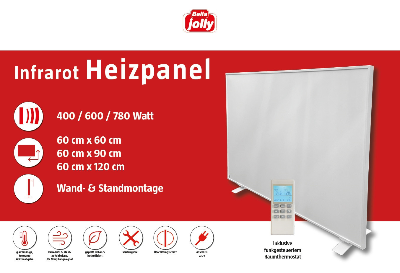 Bella Jolly Infrarotheizkörper ICP909 60x90 cm 600 Watt, weiß kaufen ...
