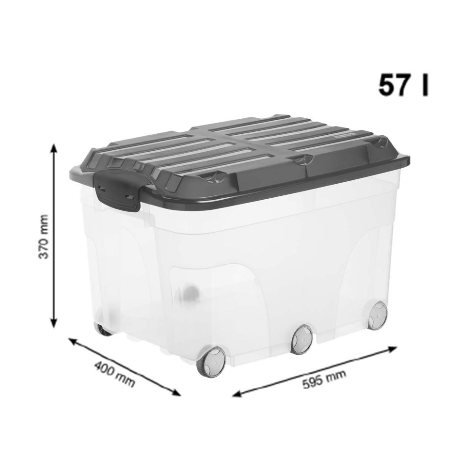 Rotho Aufbewahrungsbox Roller 6 mit Rollen und Deckel 57 L anthrazit ...
