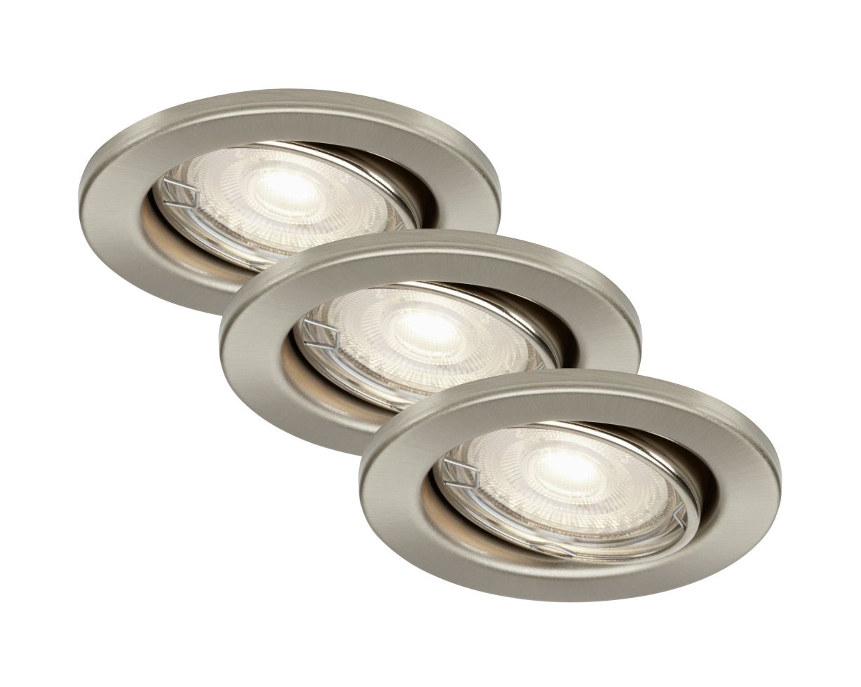 Di Ka Led Einbauleuchte Sten 3er Set Nickel Matt Ø 8 5 Cm Gu10 5 W