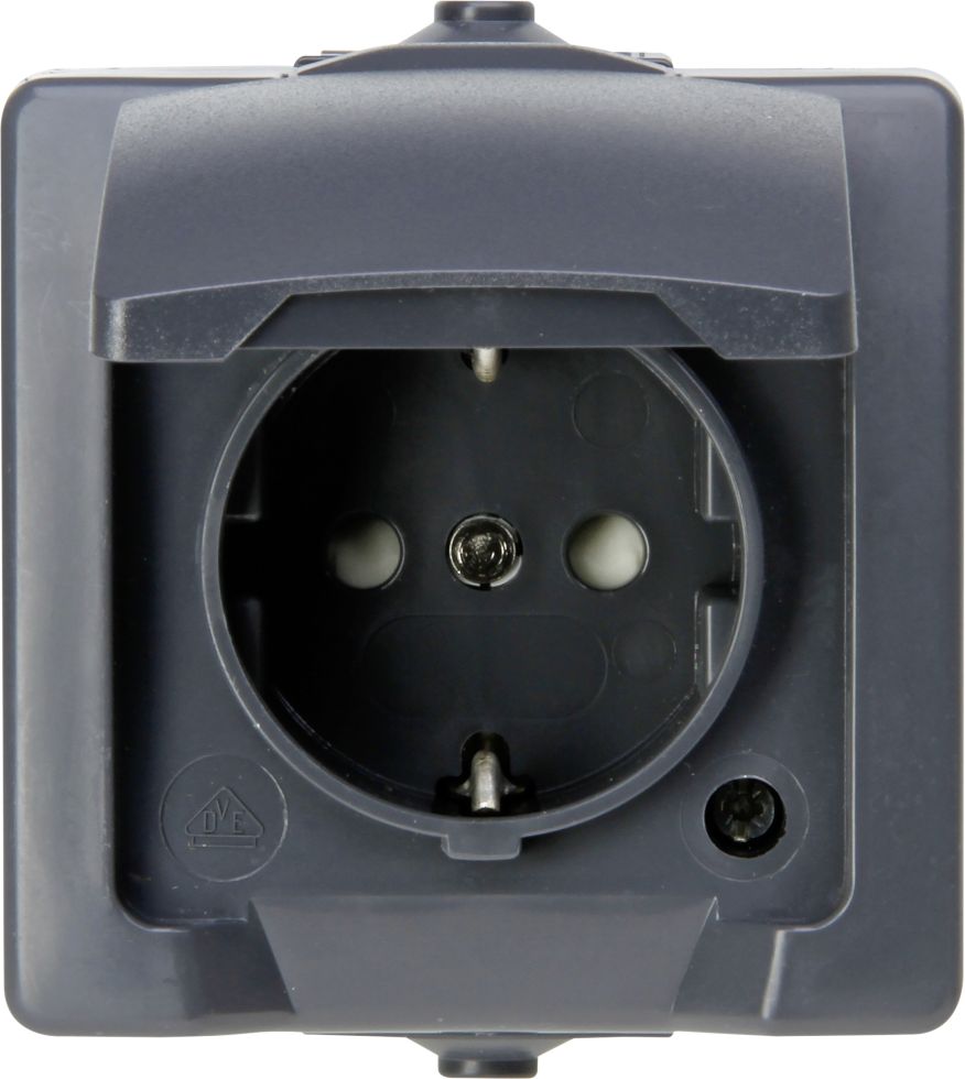 Kopp Feuchtraum-Steckdose mit Klappdeckel Nautic, anthrazit, 107815006 ...