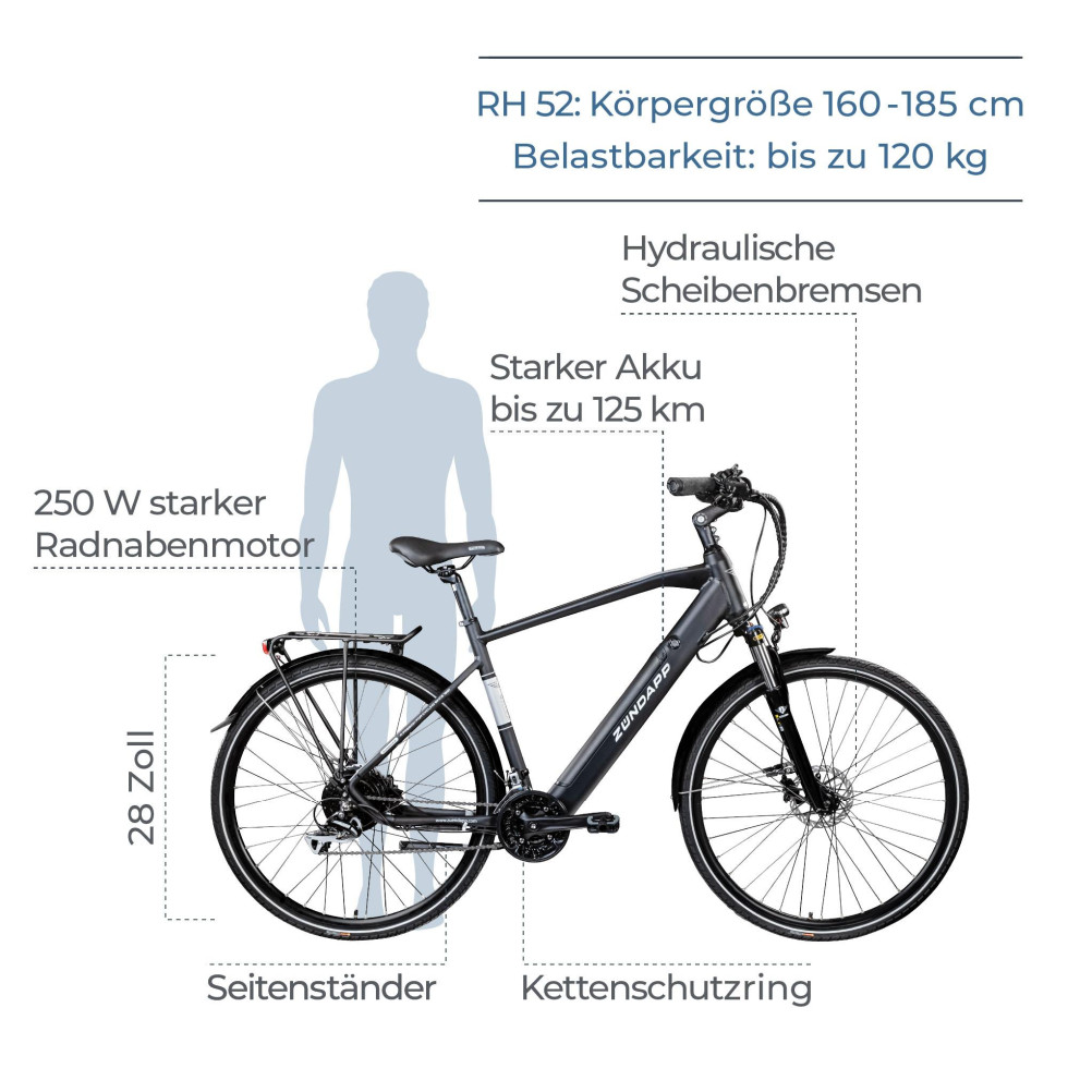 Zündapp E-Bike Trekking Z810 28 Zoll 24-Gang 417,6 Wh schwarz kaufen | Globus Baumarkt
