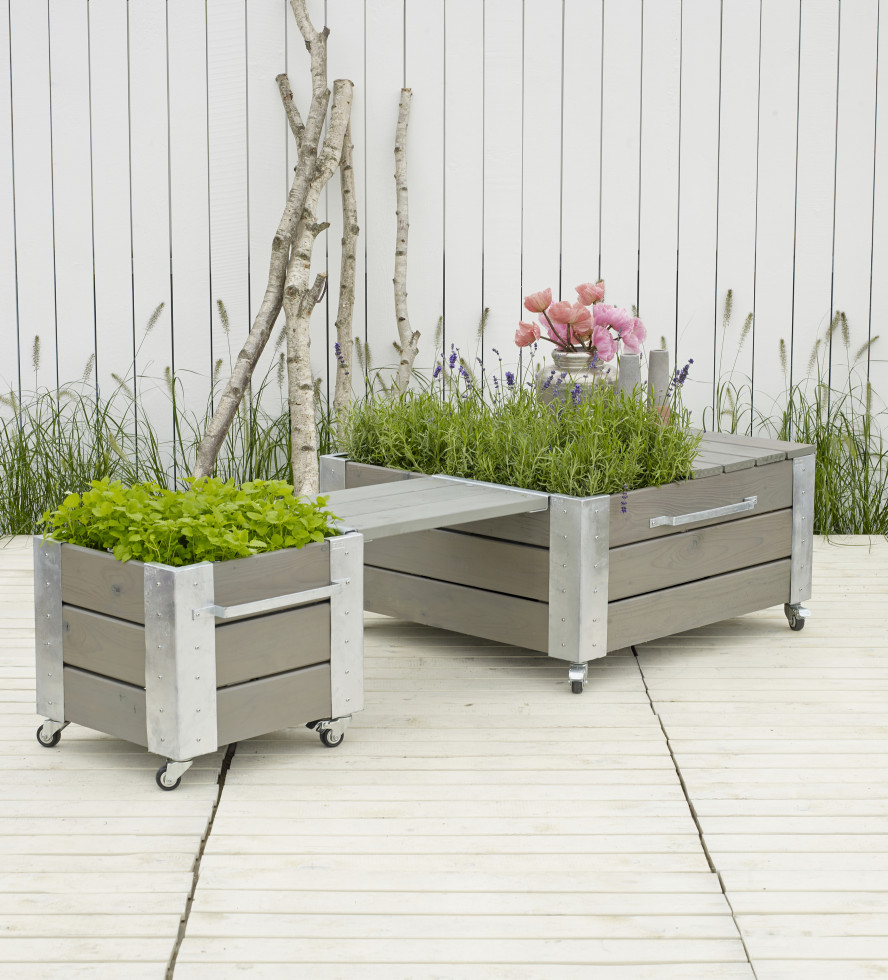 Plus Blumenkasten Cubic 47 x 50 x 47 cm graubraun mit Räder kaufen | Globus Baumarkt