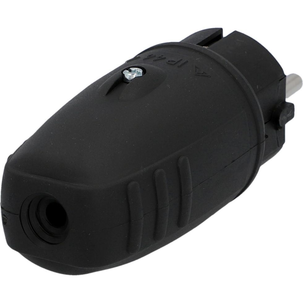 Schutzkontakt-Stecker Gummi PVC-Ein IP44, mit Knickschutz, schwarz kaufen | Globus Baumarkt