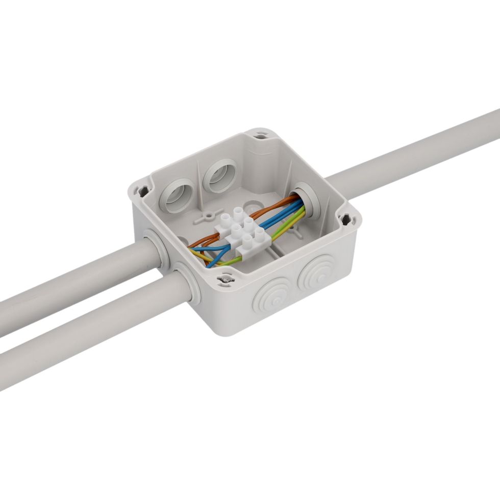 Aufputz-Abzweigdose IP65 mit Schraubdeckel 108 x 108 x 64 mm grau ...