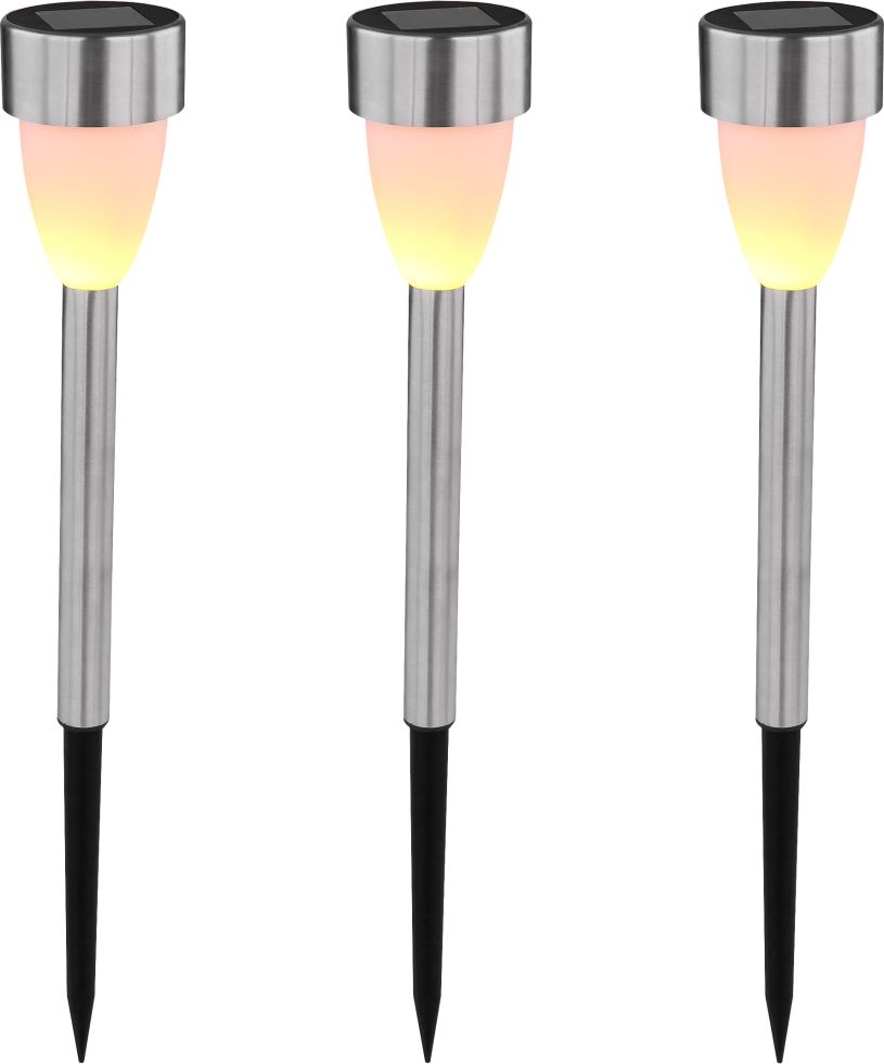 Globo Lighting LED Solarleuchte mit Flacker-Effekt Edelstahl 3er Set ...
