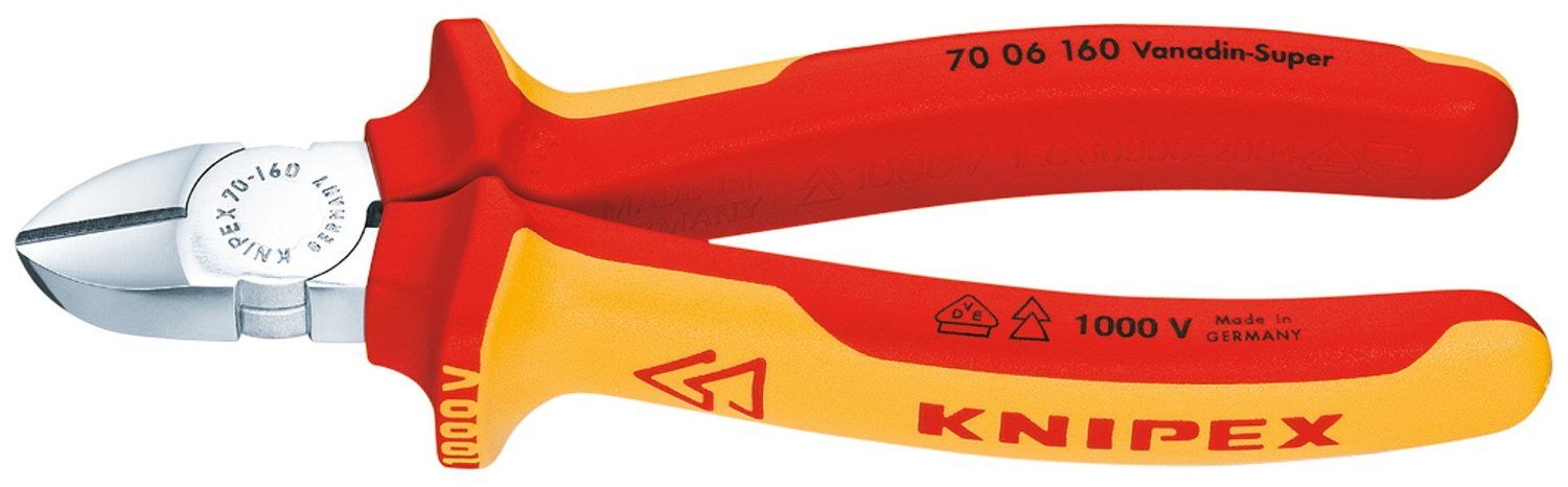 Knipex Seitenschneider 180 mm VDE verchromt Mehrkomponenten-Hülle ...