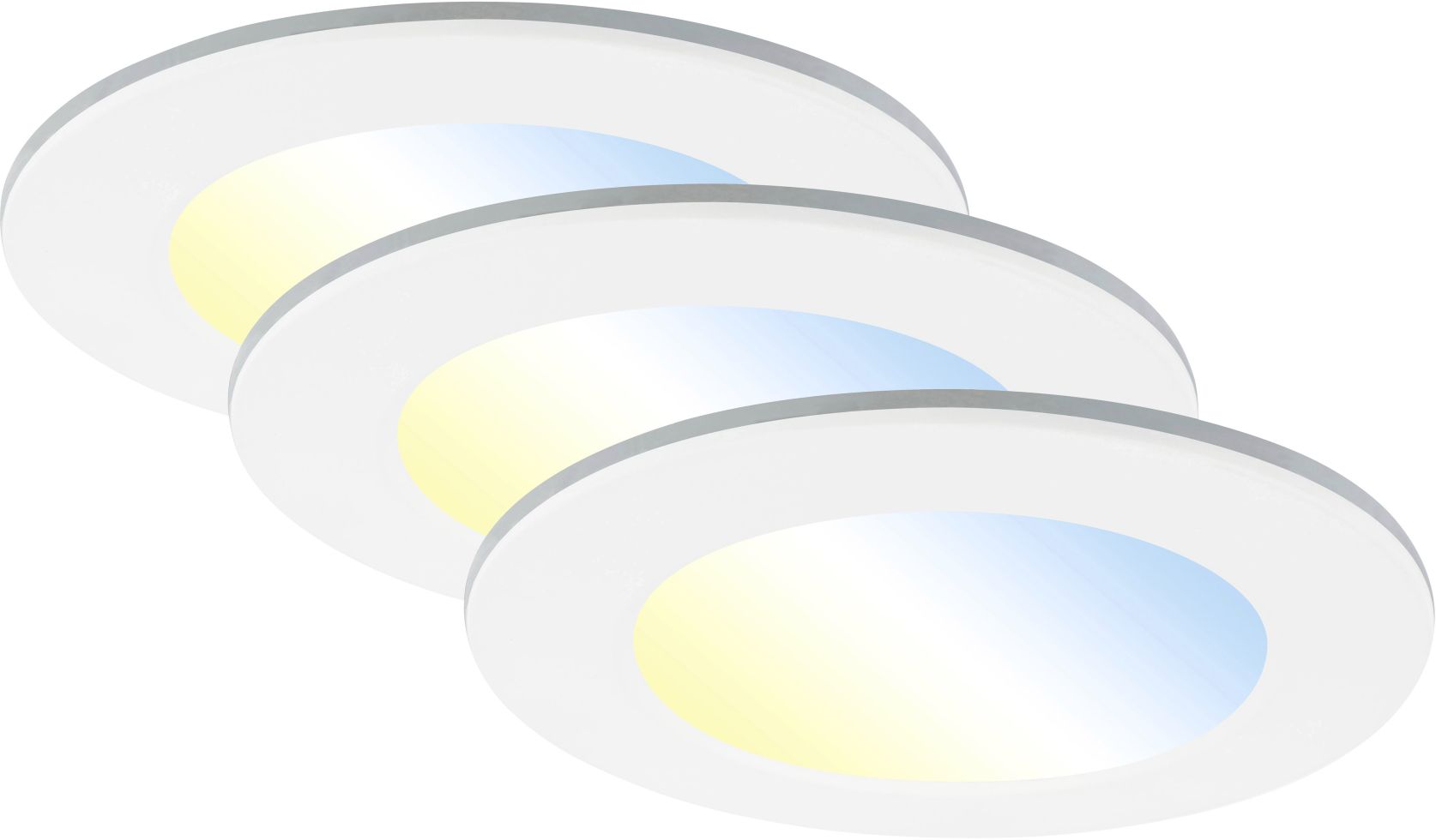 Di-Ka LED Einbauleuchte Fungo CCT 3er Set weiß Ø 9,2 cm 4,8W dimmbar ...