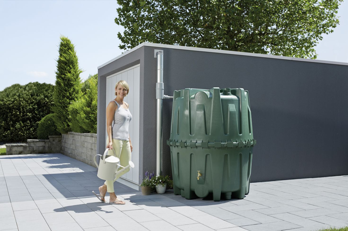 4rain Regenwasser Tank-Set Herkules 1.600 l, grün kaufen | Globus Baumarkt
