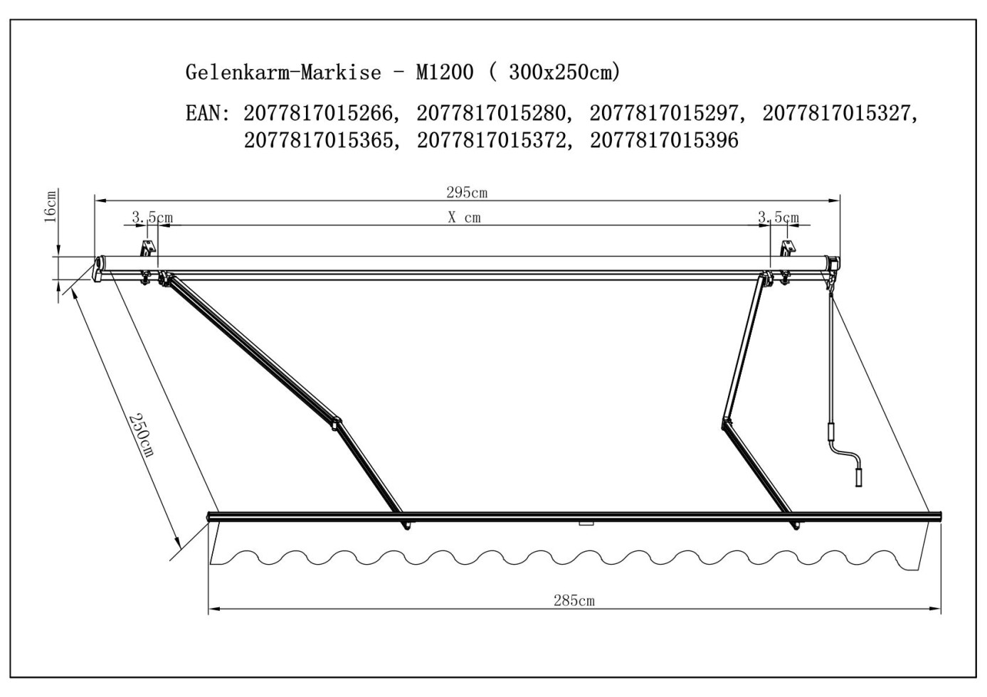 Gelenkarm Markise 3m