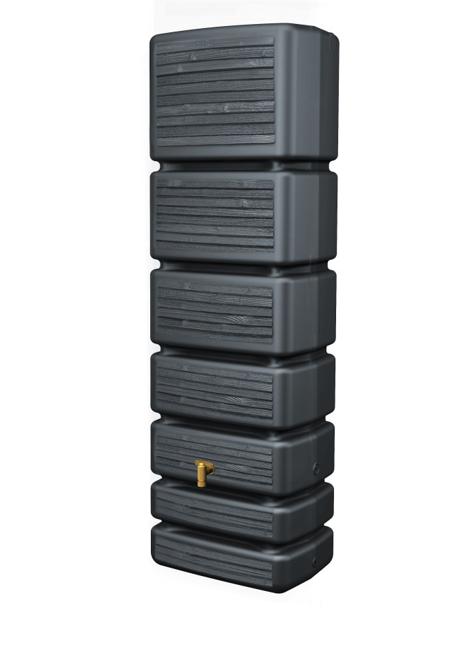 4rain Regenwasser-Wandtank Slim Wood Decor graphite grey 350 Liter ...